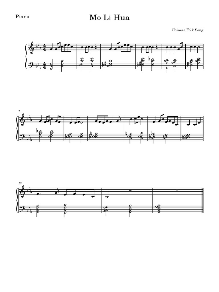 Mo Li Hua-Piano | PDF