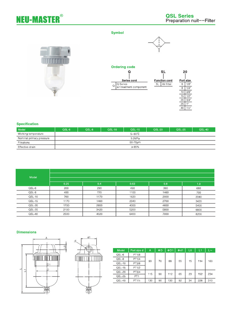 QTY-Series-Air-Filter-Regulator-Lubricator | PDF | Applied And Interdisciplinary Physics ...