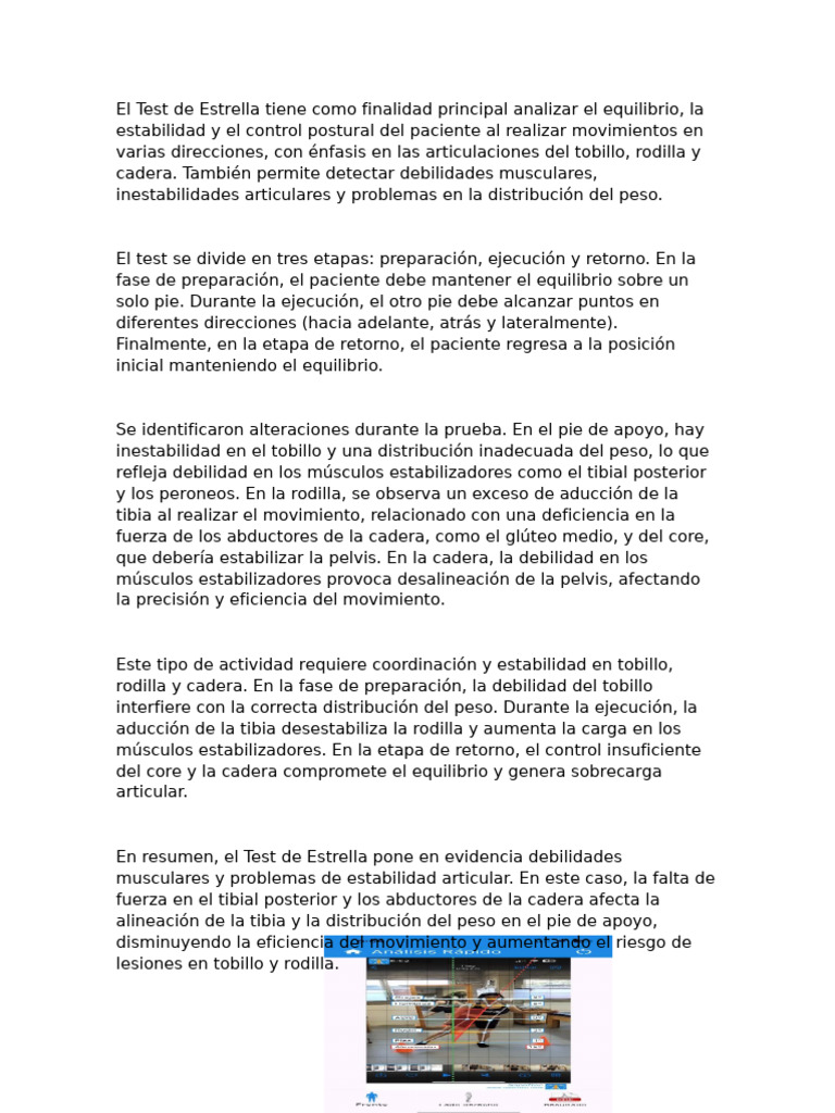 Análisis del Test de Estrella en Estabilidad Articular | PDF
