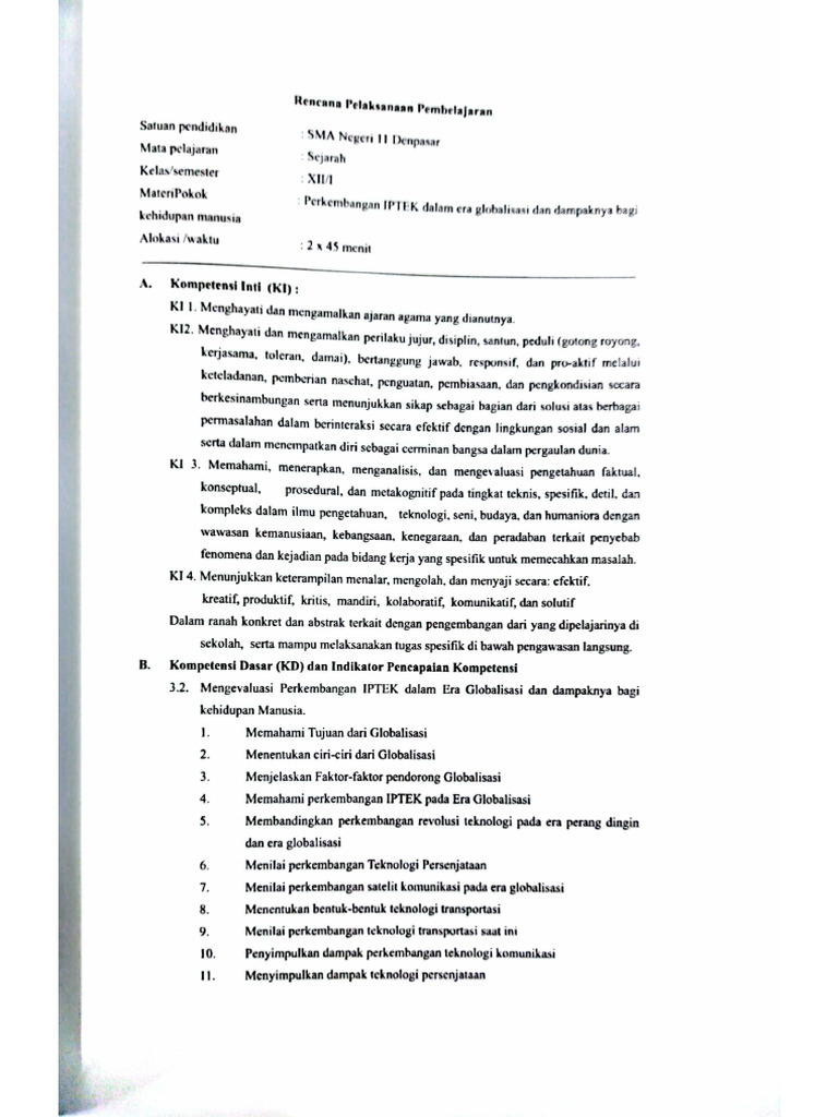 RPP Sejarah PAK JOHAN-halaman | PDF