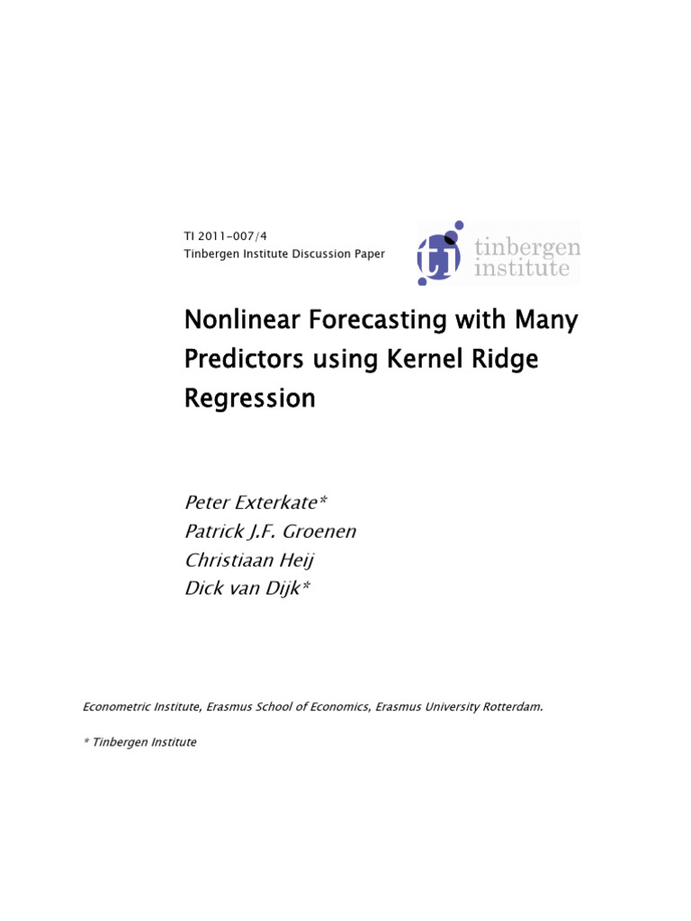 Nonlinear Forecasting With Many Predictors Using Kernel Ridge ...