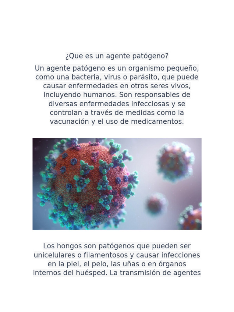 Definición de Agentes Patógenos | PDF | Patógeno | Infección