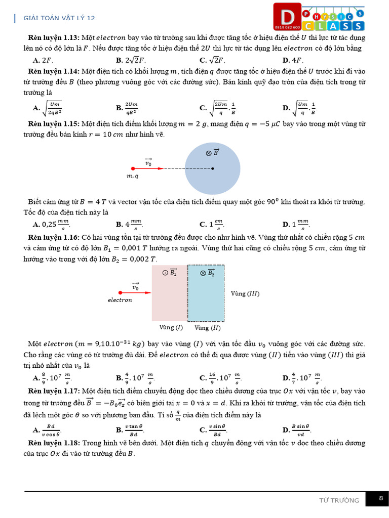 Rèn Luy N 1.13: A. B. C. D. Rèn Luy N 1.14:: GI Itoánv T Lý 12 | PDF