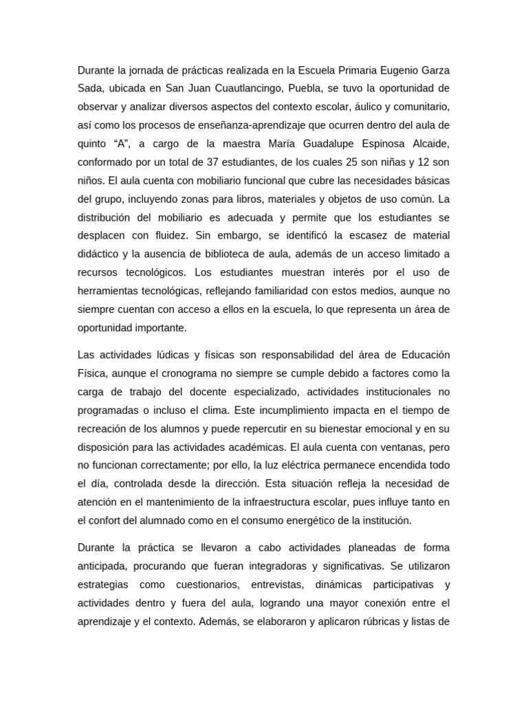 Diagnostico Practica 10 Cuartillas | PDF | Enseñando | Evaluación