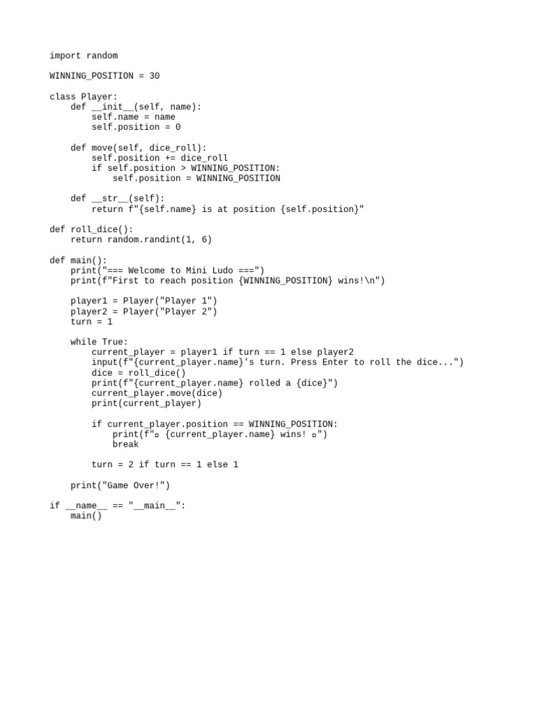 Python Ludo Game | PDF