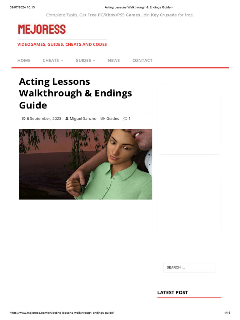 Acting Lessons Walkthrough & Endings Guide | PDF