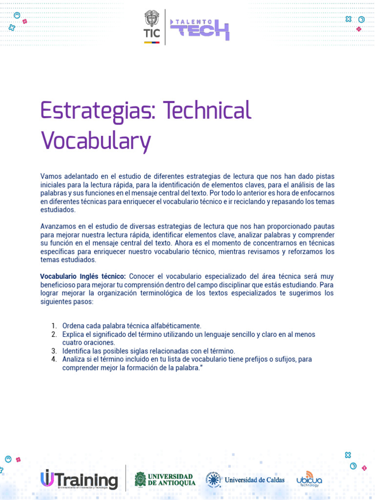 Estrategias Technical Vocabulary | PDF