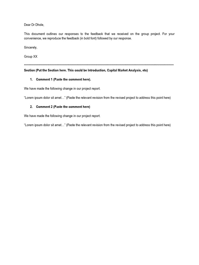 Template For Group Project Revision | PDF