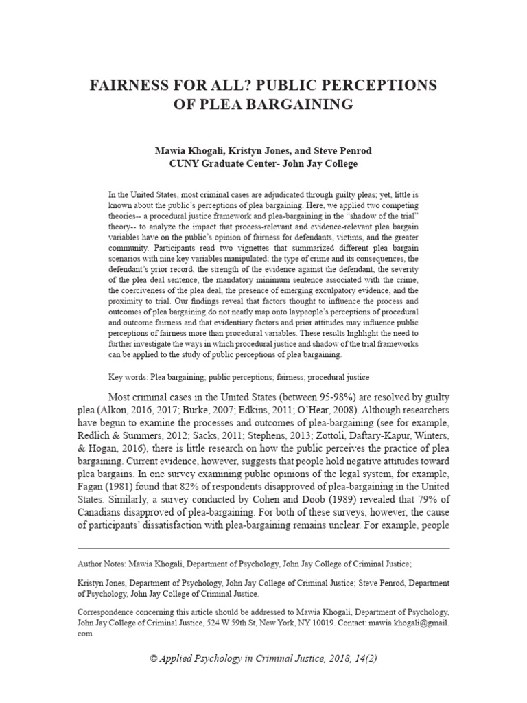 Khogali - Fairness For All - PDF - 1548281923 | PDF | Plea Bargain | Plea