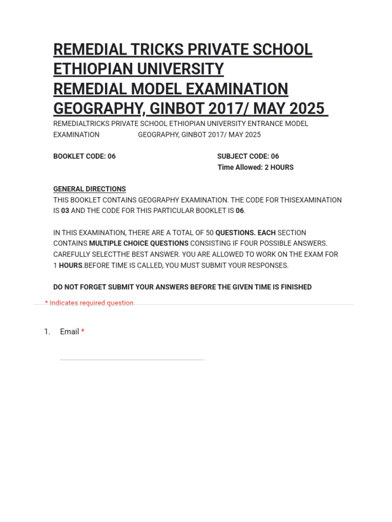 2017 Second Round Remedial Geography Model Examination | PDF | Africa ...