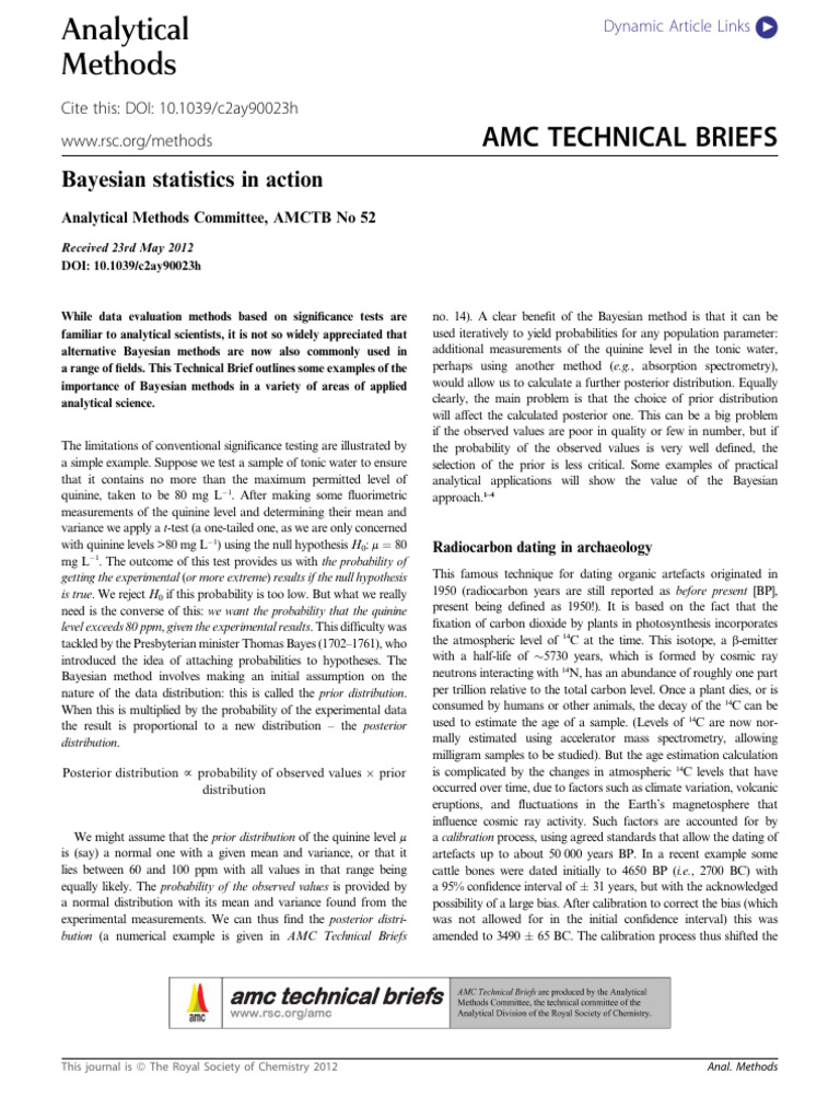 Bayesian Statistics in Action - Brief - 52 - tcm18-221673 | PDF ...