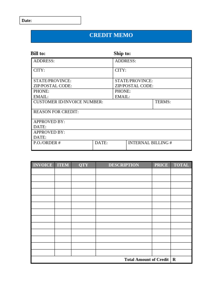 Credit Memo | PDF