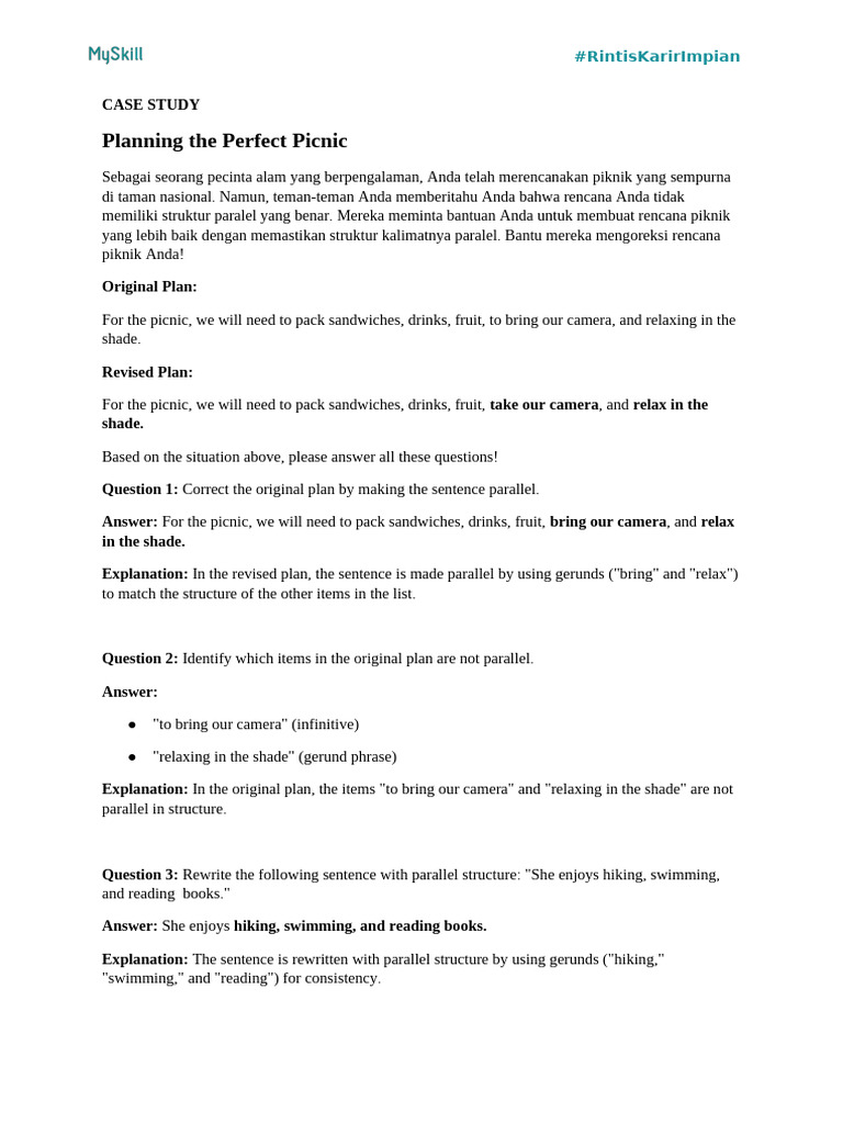 Case Study Materi 10 - PARALLEL STRUCTURE | PDF | Language Mechanics | Linguistic Typology
