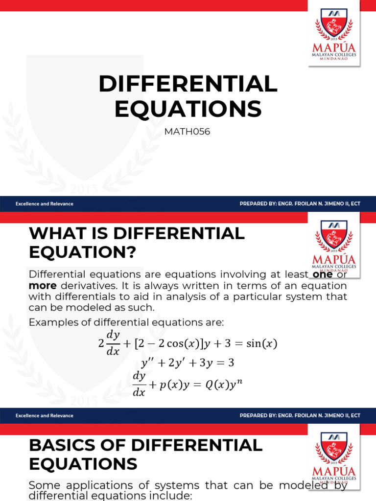 Differential Equation Module 1 Handouts | PDF | Ordinary Differential Equation | Equations