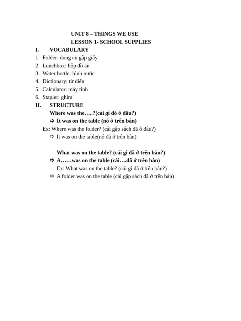 UNIT 8 - LESSON 1 | PDF