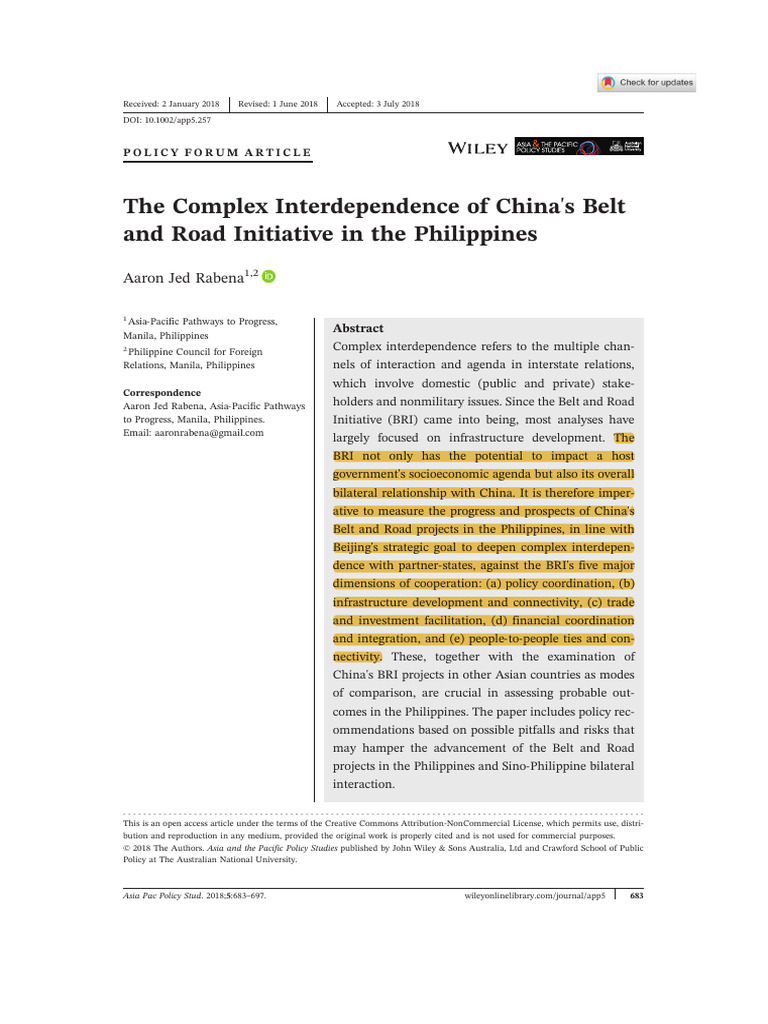 The Complex Interdependence of China S Belt and Road Initiative in The ...