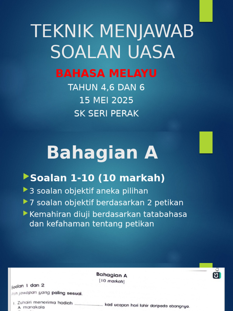 Teknik Menjawab Soalan Uasa BM 15 MEI | PDF