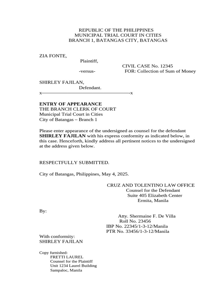 Notice of Entry of Appearance As Counsel | PDF