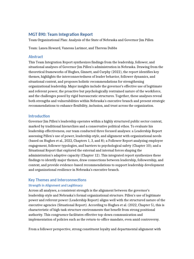 Team Integration Report Formatted | PDF | Leadership | Organizational ...