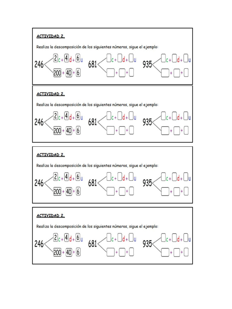 Descomposición de Números Actividad 2 | PDF
