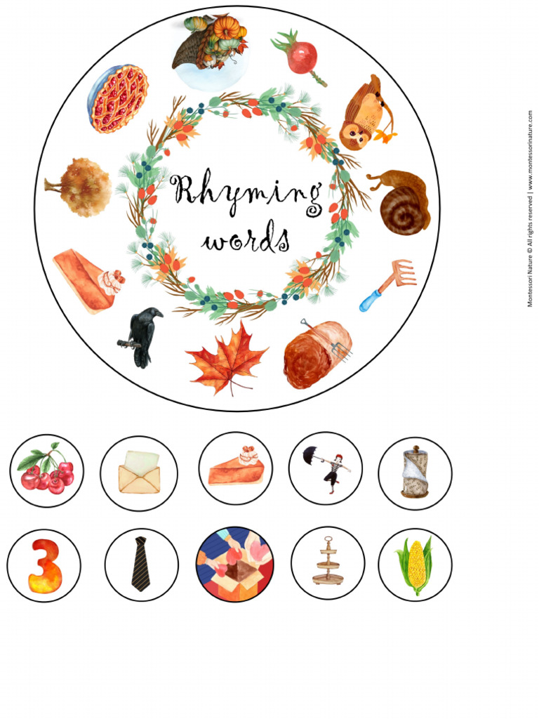 Fall Rhyming Words Montessori Nature Free Printables | PDF