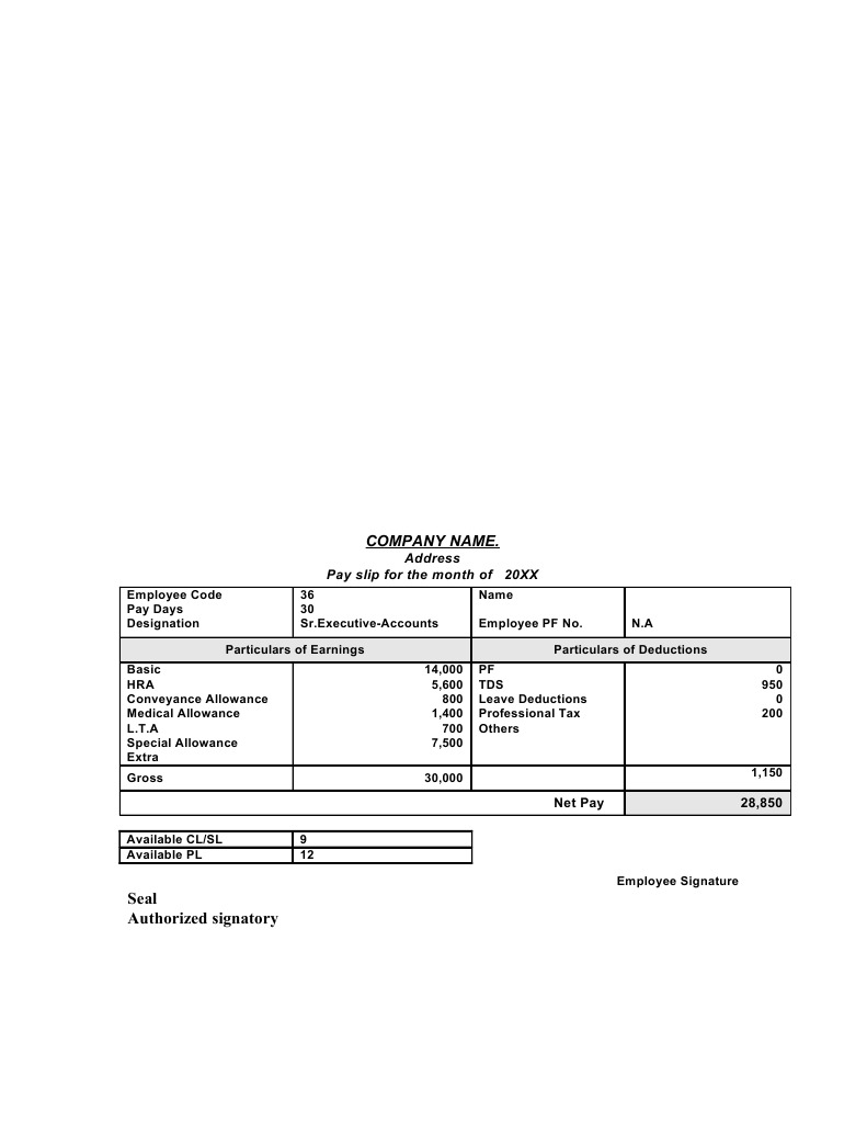 42 Payslip Model | PDF