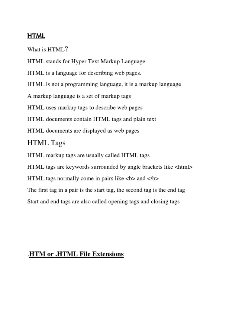 Html Htm Or Html File Extensions Pdf Html Html Element
