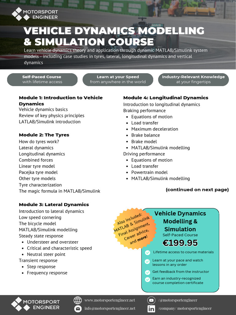 Vehicle Dynamics Modeling Course | PDF | Motor Vehicle | Automotive ...