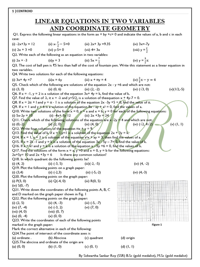 Linear Equations in Two Variables and Coordinate Geometry-1 | PDF ...