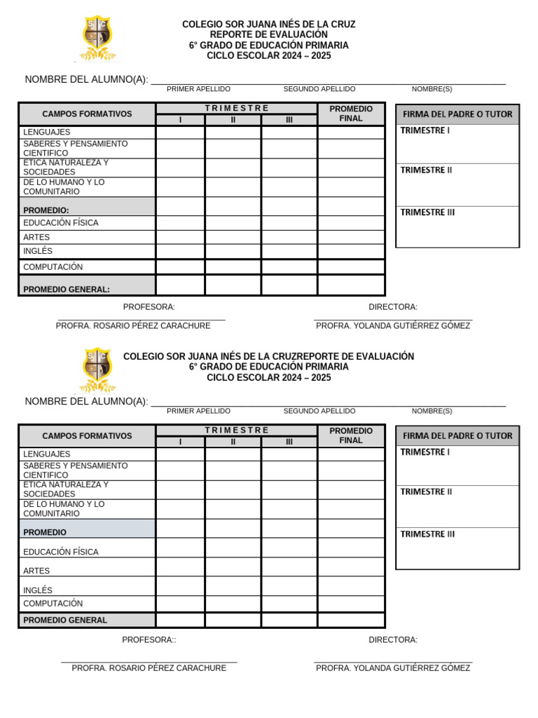 Boletas 2023-2024 Dos Por Hoja | PDF | Educación primaria | Maestros