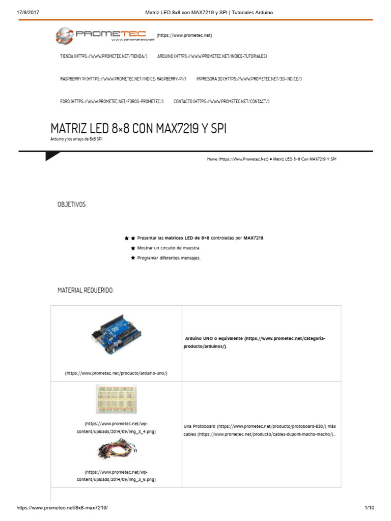 39 Matriz LED 8x8 Con MAX7219 y SPI | PDF | Diodo emisor de luz | Matriz (Matemáticas)