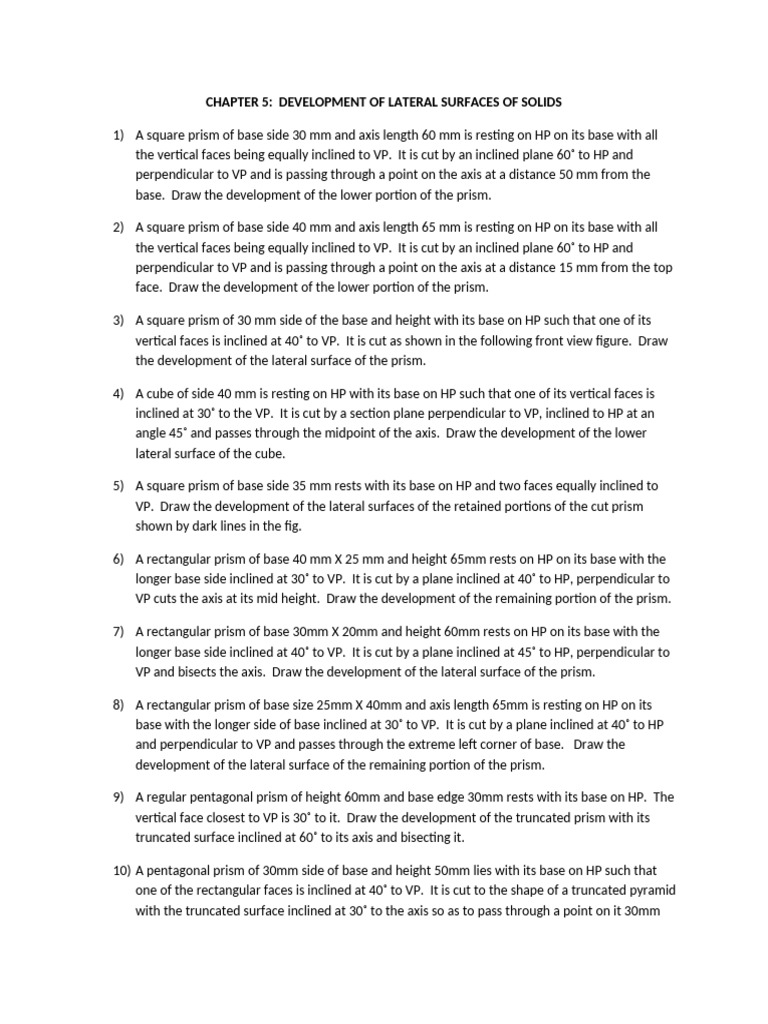 Lateral Surface Development of Solids | PDF | Perpendicular | Euclidean ...