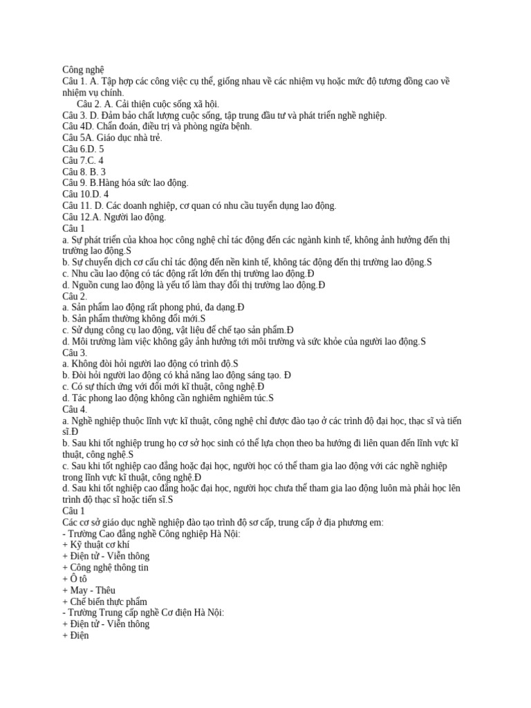 ÔN TẬP GHK II MÔN CÔNG NGHỆ 9 NĂM 24 | PDF