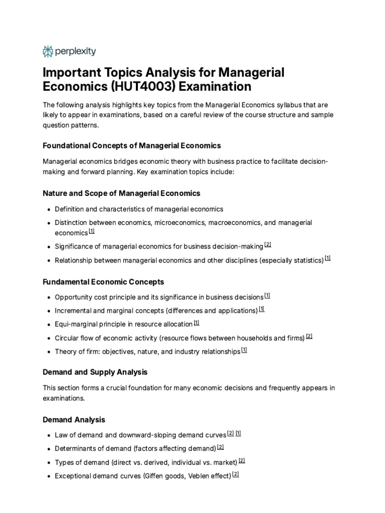 Important Topics Analysis For Managerial Economics | PDF | Economics ...