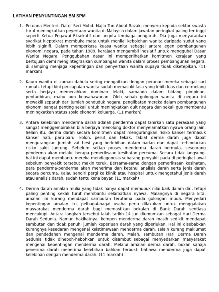 Latihan Penyuntingan BM untuk SPM | PDF