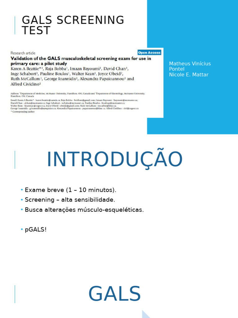 Exame Físico - GALS Screening Test | PDF