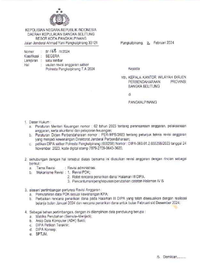 Contoh Surat Usulan Revisi Hal III 2024 | PDF