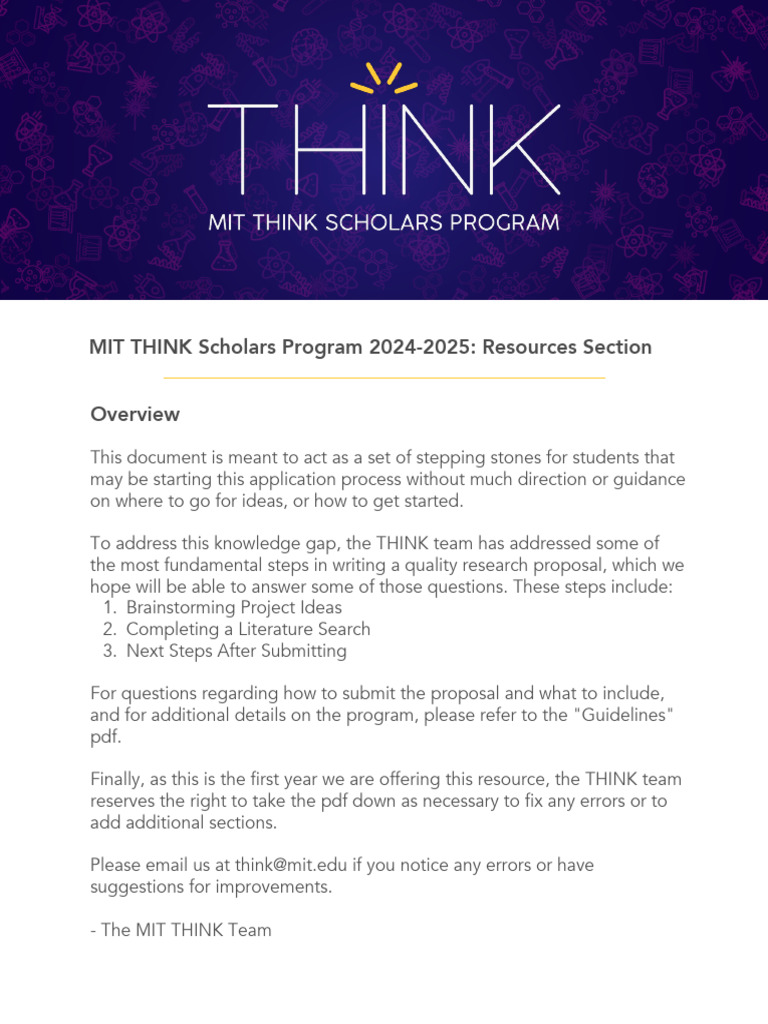 THINK Program Resources 2025 | PDF | Brainstorming | Science