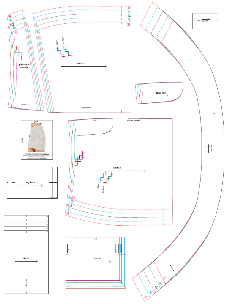 GRADE Saia+Cargo+Feminina+Cintura+Alta+ (38+ao+46) | PDF