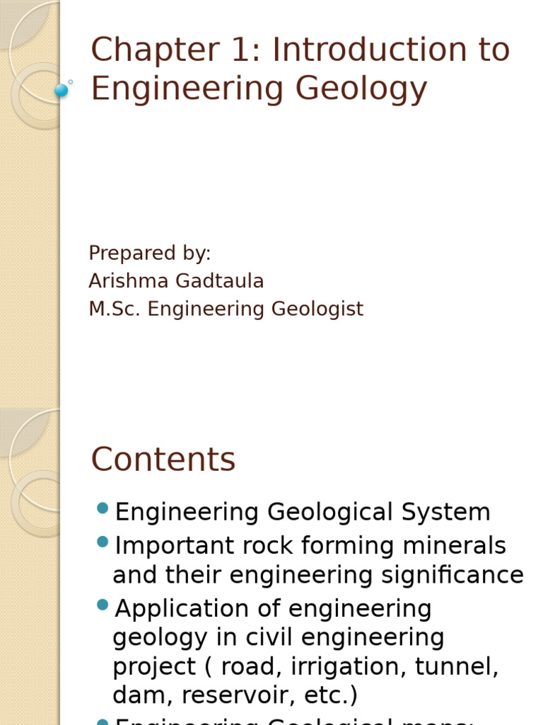 Chapter 1 Intro to Eng Geology | PDF | Geology | Rock (Geology)