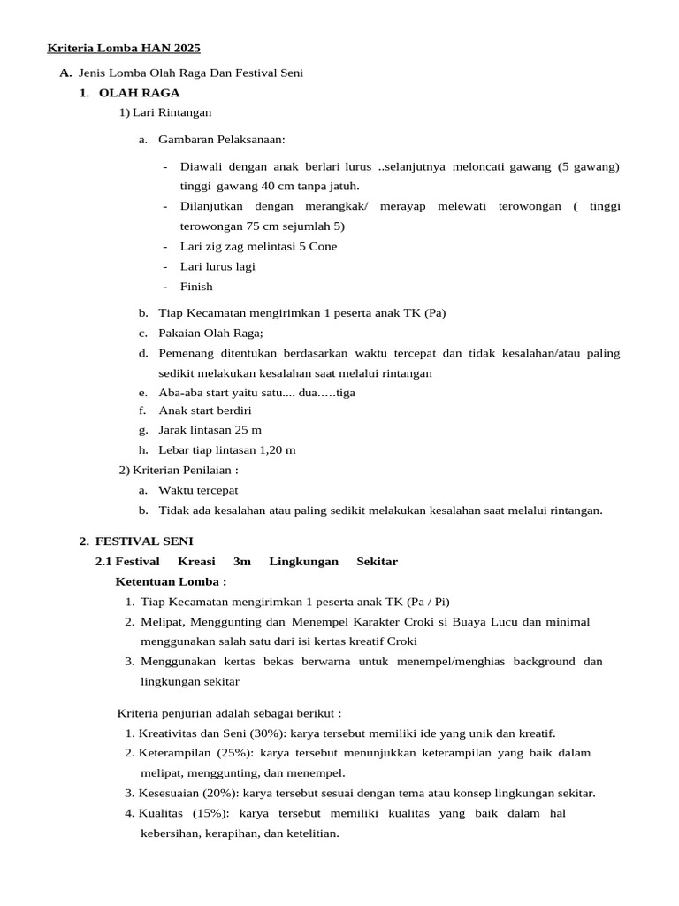Kriteria Lomba HAN 2025(1) | PDF