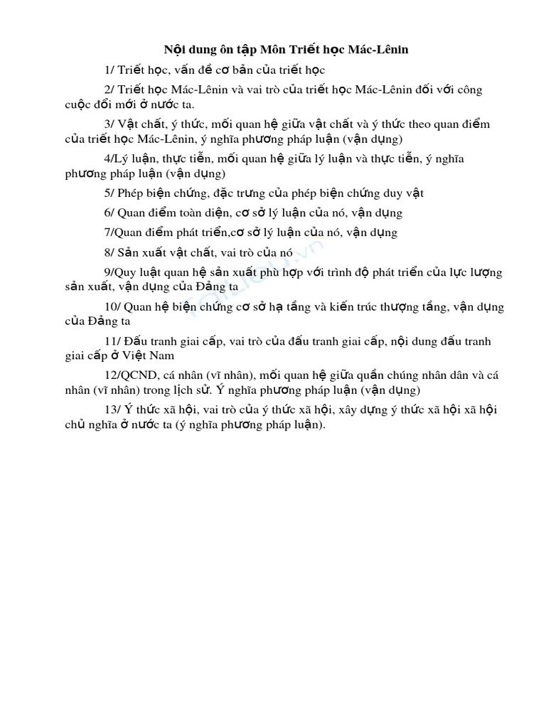 Noi Dung On Tap Mon Triet Hoc Mac 5158 | PDF