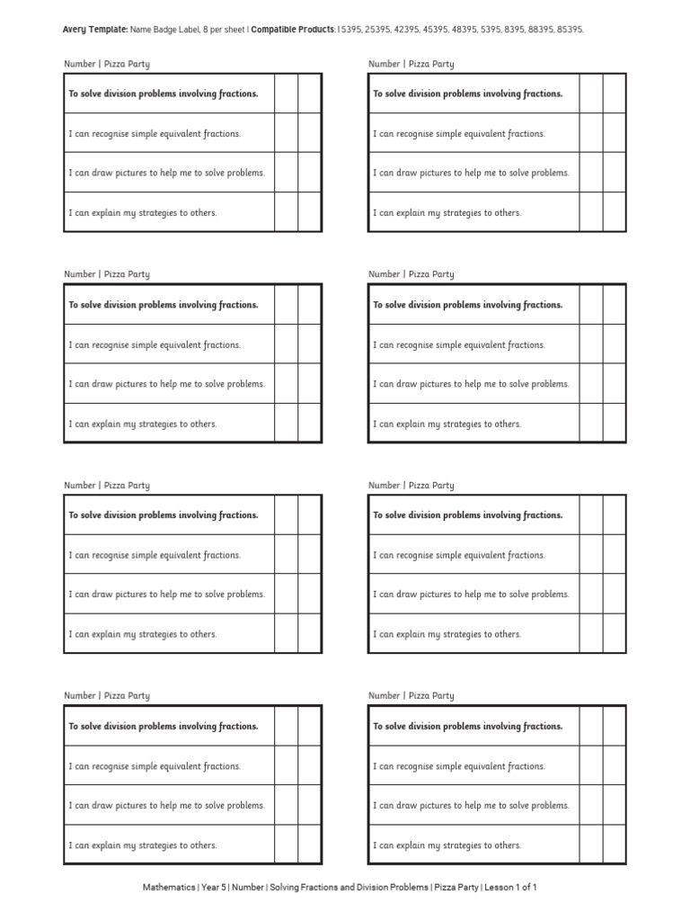 Success Criteria Grids Pizza Party | PDF | Mathematics