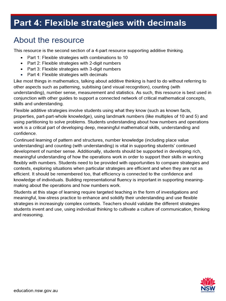 Flexible Strategies Additive Part 4 | PDF | Multiplication | Numbers