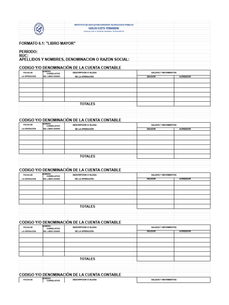 Modelo Libro Mayor 234 - Formato61 | PDF