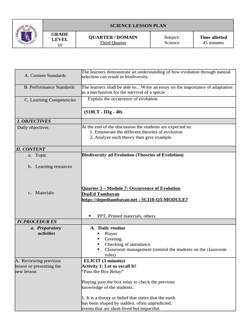 LP10 - Theory of Evolution | PDF | Evolution | Natural Selection