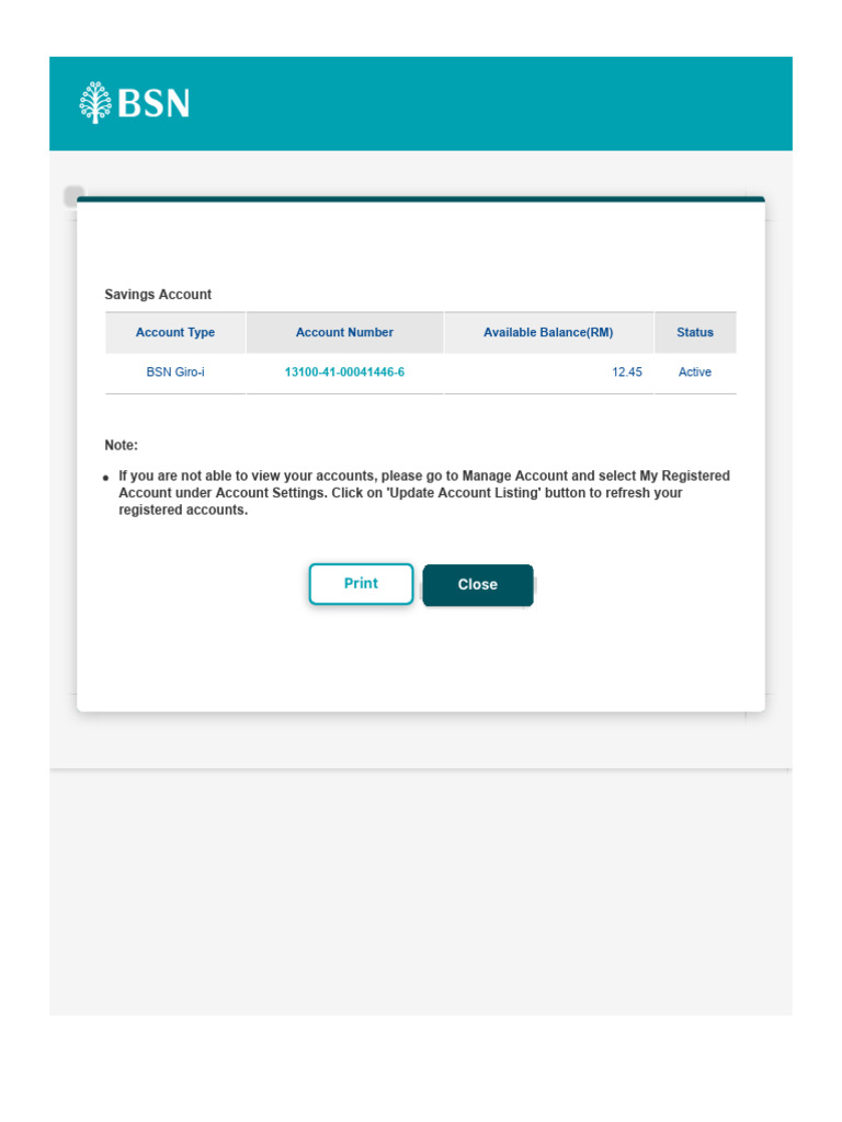 MyBSN - Account Overview - Bank Simpanan Nasional | PDF