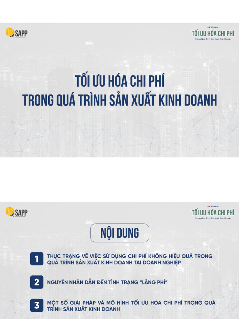 SAPP ACADEMY - CMA - SLIDE TỐI ƯU HÓA CHI PHÍ TRONG SẢN XUẤT KINH DOANH | PDF