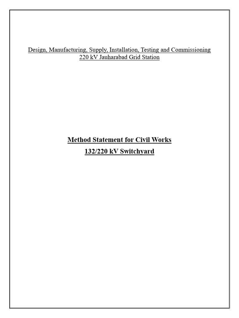 Switchyard Method Statement | PDF | Concrete | Quality Assurance
