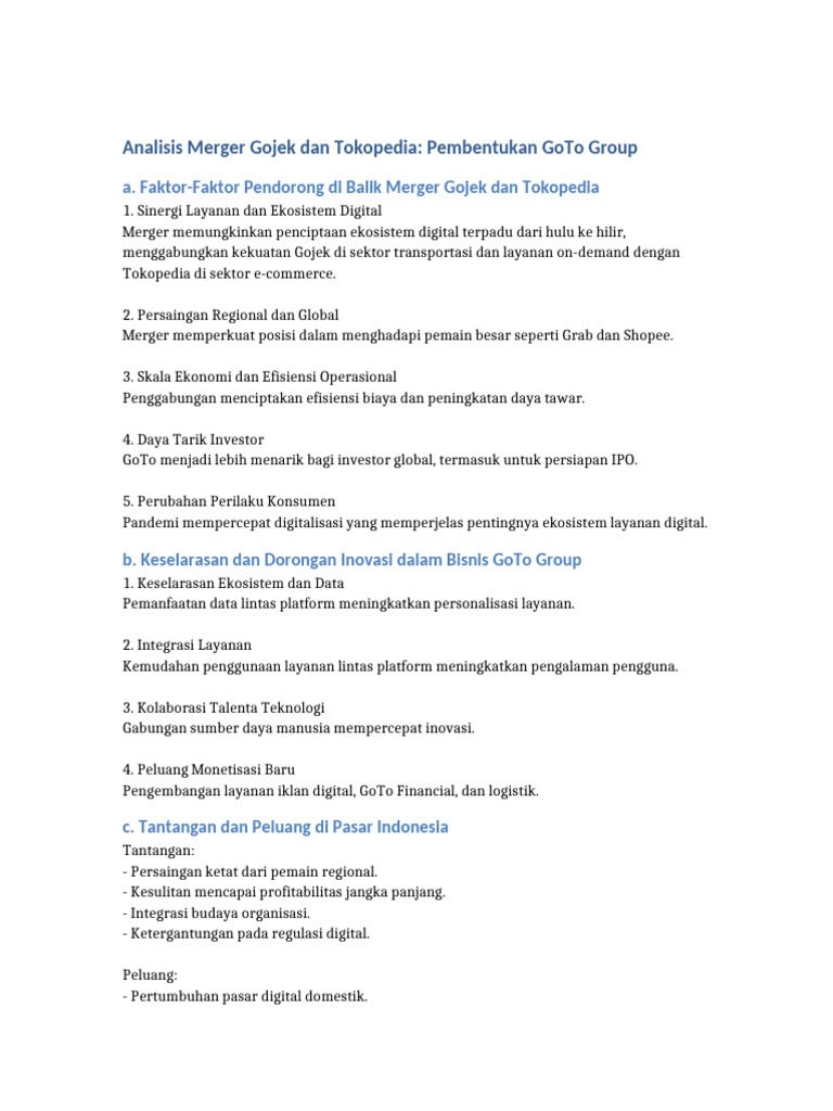 Analisis Merger GoTo Group | PDF